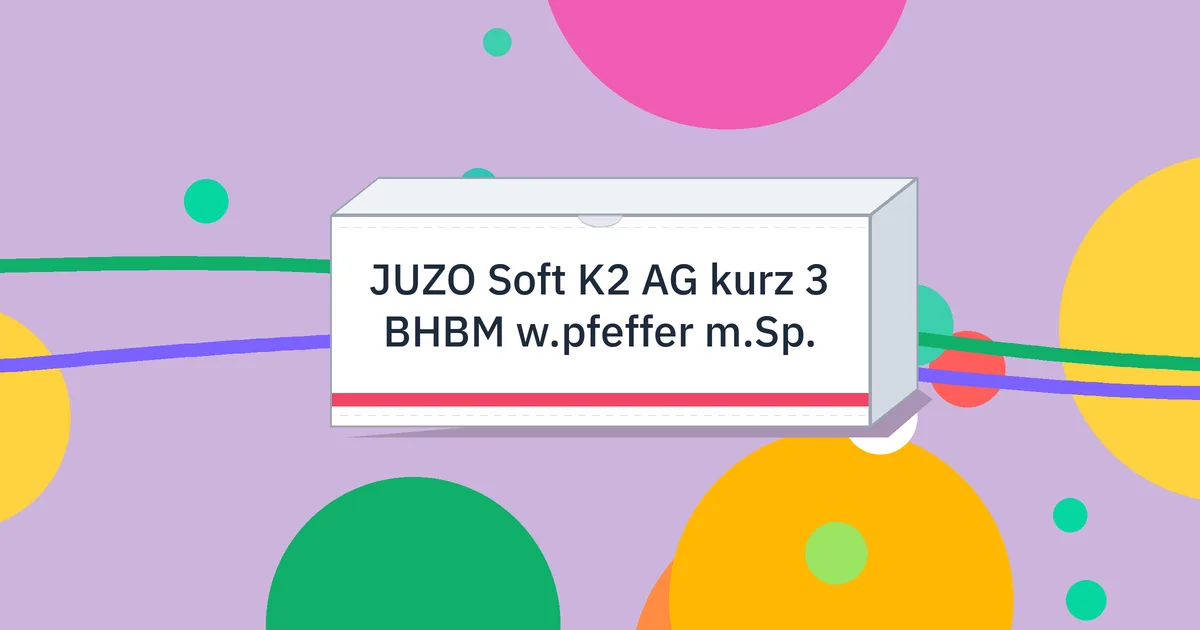 Symbolbild: Packung mit der Aufschrift JUZO Soft K2 AG kurz 3 BHBM w.pfeffer m.Sp. (PZN 14867346) – Verfügbarkeit und Bezug in Apotheken in Frankfurt am Main