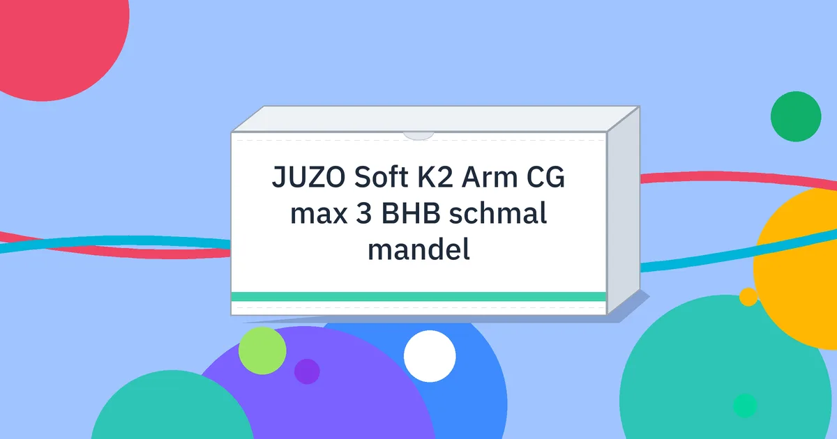 Symbolbild: Packung mit der Aufschrift JUZO Soft K2 Arm CG max 3 BHB schmal mandel (PZN 15513461) – Verfügbarkeit und Bezug in Apotheken in Frankfurt am Main