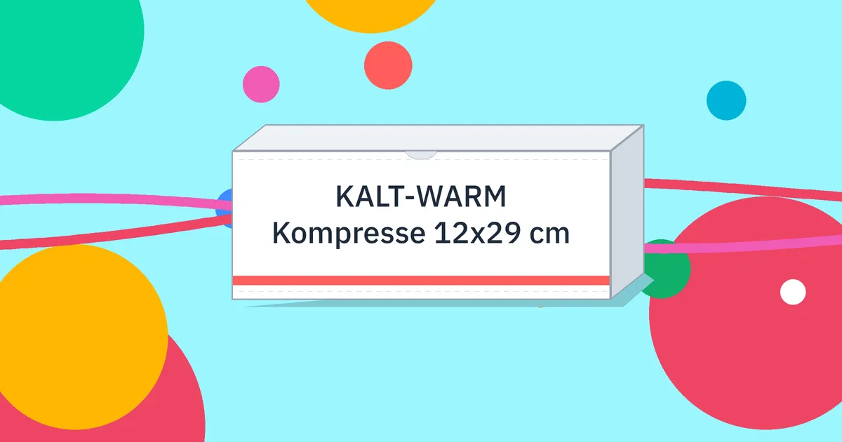 Symbolbild: Packung mit der Aufschrift KALT-WARM Kompresse 12x29 cm (PZN 11886509) – Verfügbarkeit und Bezug in Apotheken in Frankfurt am Main