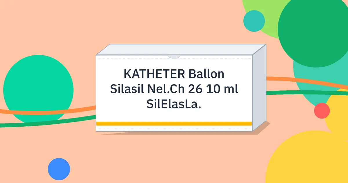 Symbolbild: Packung mit der Aufschrift KATHETER Ballon Silasil Nel.Ch 26 10 ml SilElasLa. (PZN 04903466) – Verfügbarkeit und Bezug in Apotheken in Frankfurt am Main