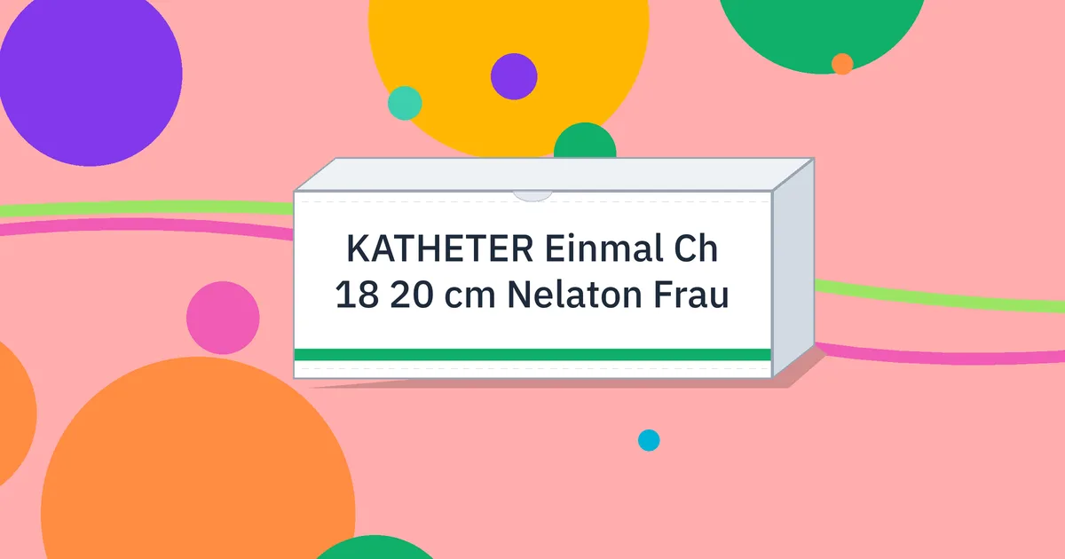 Symbolbild: Packung mit der Aufschrift KATHETER Einmal Ch 18 20 cm Nelaton Frau (PZN 01965886) – Verfügbarkeit und Bezug in Apotheken in Frankfurt am Main