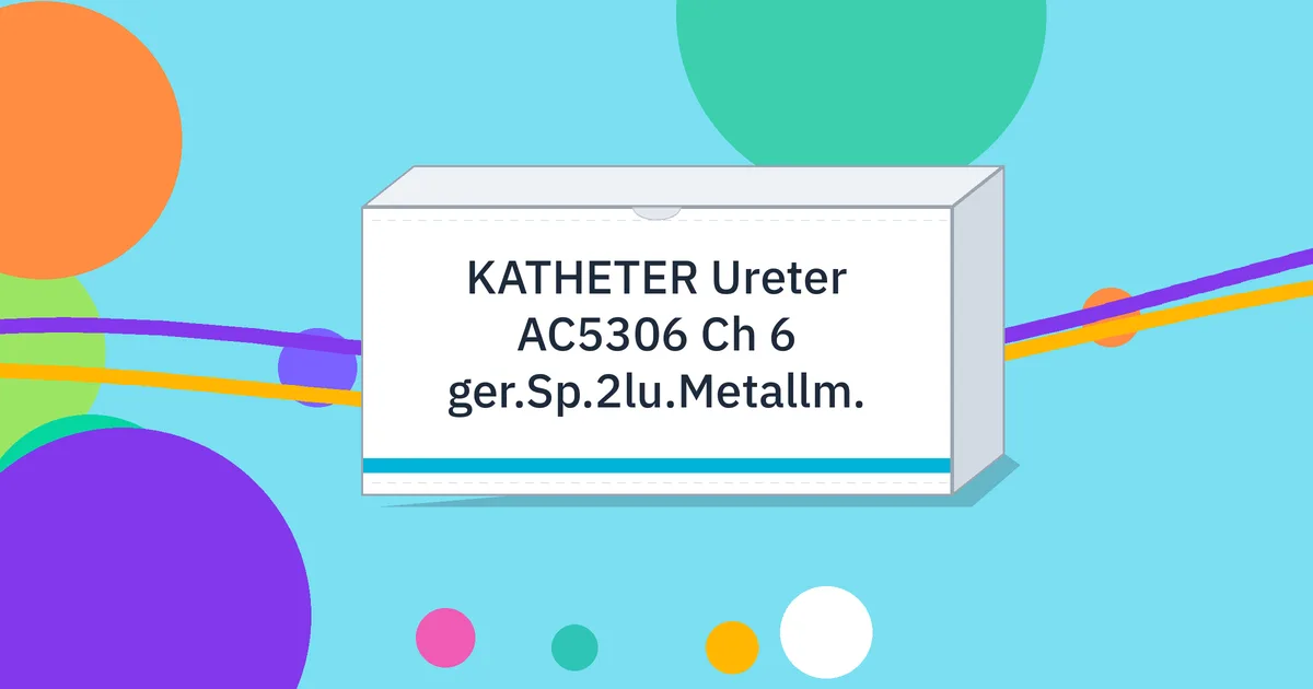 Symbolbild: Packung mit der Aufschrift KATHETER Ureter AC5306 Ch 6 ger.Sp.2lu.Metallm. (PZN 00153933) – Verfügbarkeit und Bezug in Apotheken in Frankfurt am Main