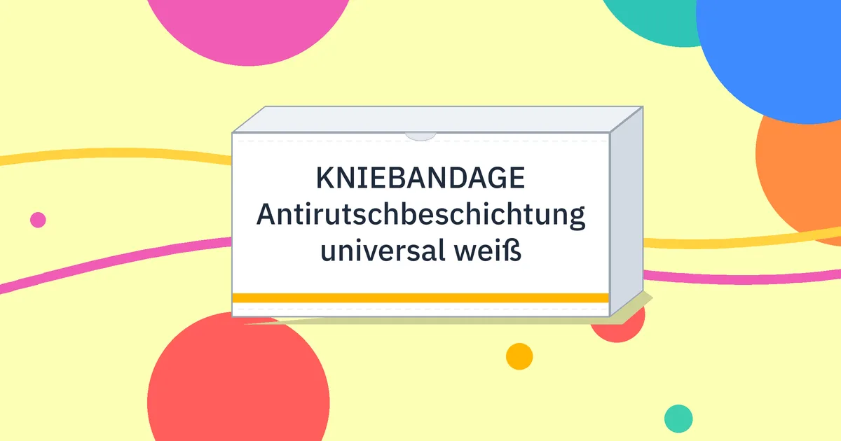 Symbolbild: Packung mit der Aufschrift KNIEBANDAGE Antirutschbeschichtung universal weiß (PZN 17313973) – Verfügbarkeit und Bezug in Apotheken in Frankfurt am Main