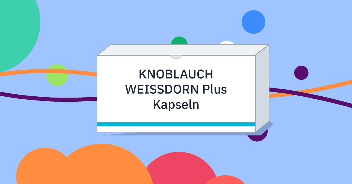 Symbolbild: Packung mit der Aufschrift KNOBLAUCH WEISSDORN Plus Kapseln (PZN 09764791) – Verfügbarkeit und Bezug in Apotheken in Frankfurt am Main