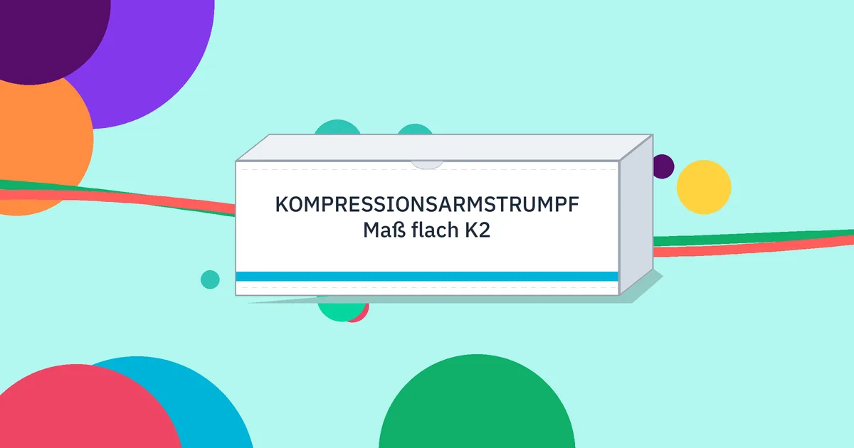 Symbolbild: Packung mit der Aufschrift KOMPRESSIONSARMSTRUMPF Maß flach K2 (PZN 16746351) – Verfügbarkeit und Bezug in Apotheken in Frankfurt am Main