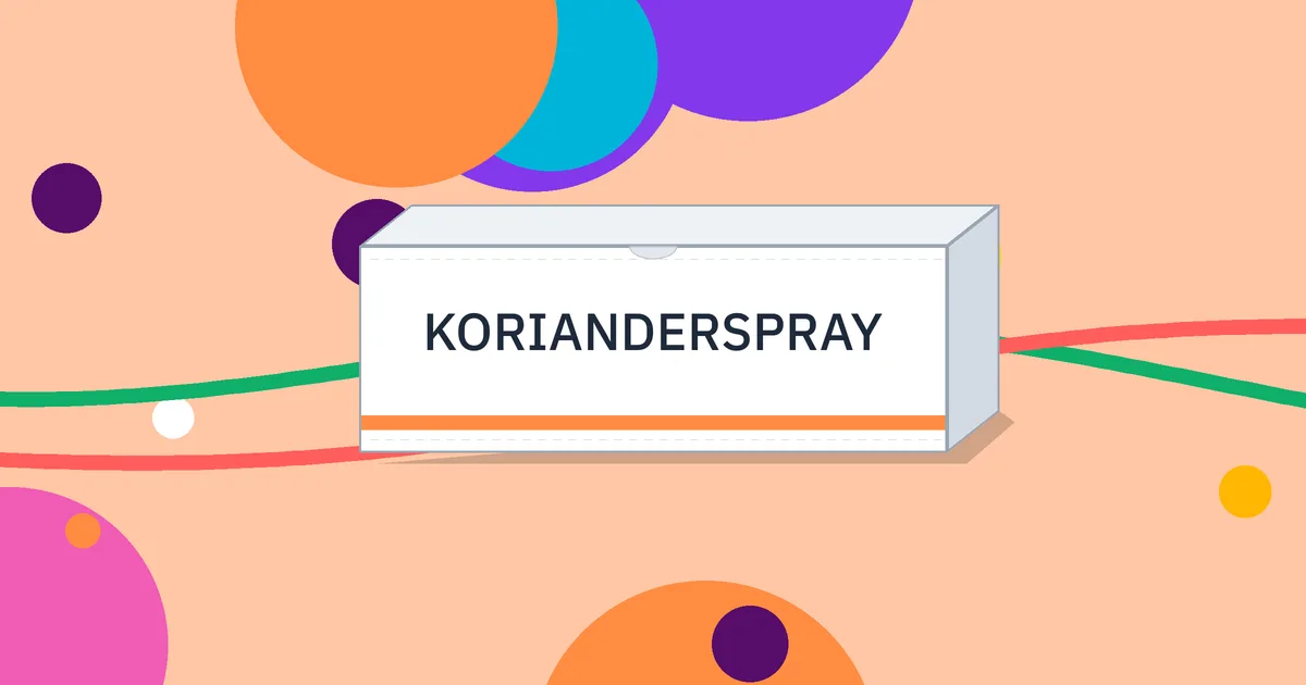Symbolbild: Packung mit der Aufschrift KORIANDERSPRAY (PZN 11712962) – Verfügbarkeit und Bezug in Apotheken in Frankfurt am Main