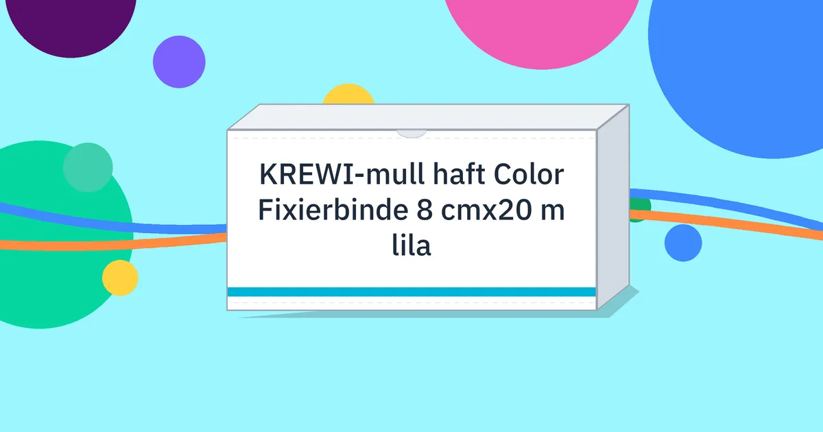 Symbolbild: Packung mit der Aufschrift KREWI-mull haft Color Fixierbinde 8 cmx20 m lila (PZN 11338920) – Verfügbarkeit und Bezug in Apotheken in Frankfurt am Main