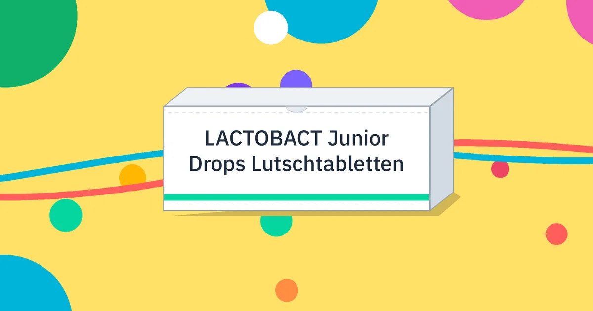 Symbolbild: Packung mit der Aufschrift LACTOBACT Junior Drops Lutschtabletten (PZN 12503634) – Verfügbarkeit und Bezug in Apotheken in Frankfurt am Main
