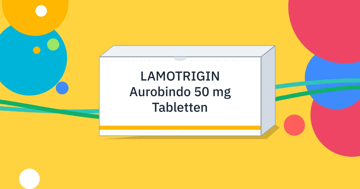 Symbolbild: Packung mit der Aufschrift LAMOTRIGIN Aurobindo 50 mg Tabletten (PZN 07712784) – Verfügbarkeit und Bezug in Apotheken in Frankfurt am Main