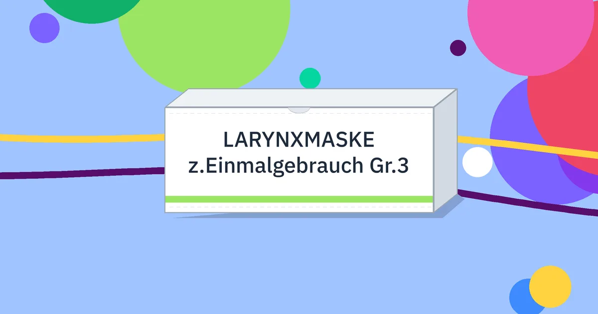 Symbolbild: Packung mit der Aufschrift LARYNXMASKE z.Einmalgebrauch Gr.3 (PZN 15740375) – Verfügbarkeit und Bezug in Apotheken in Frankfurt am Main