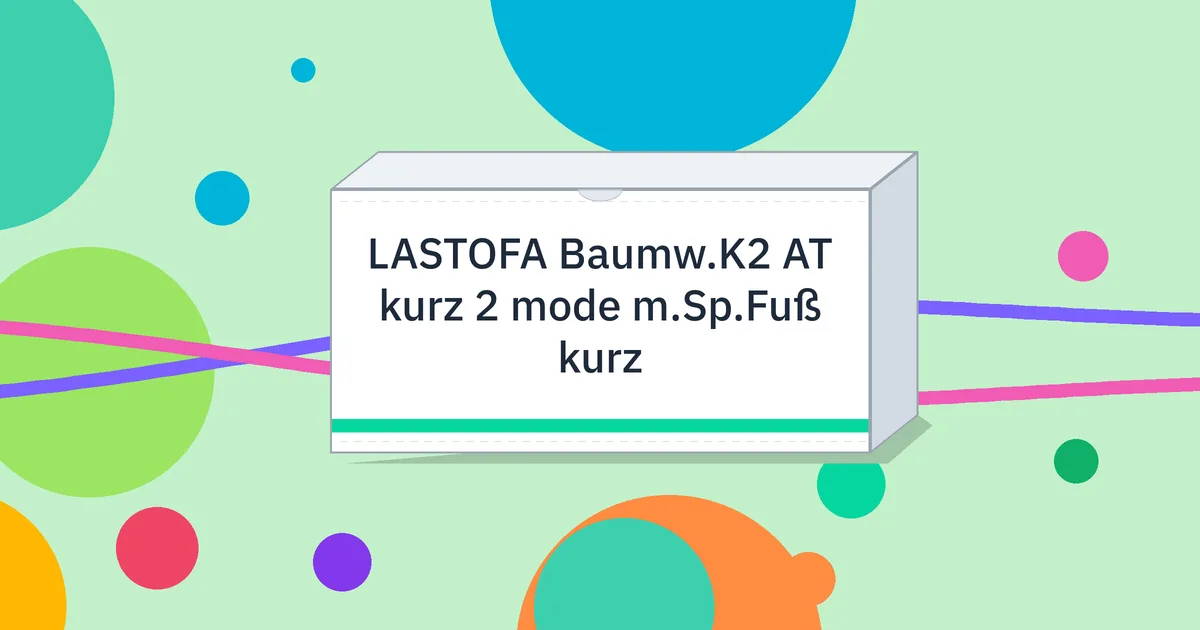 Symbolbild: Packung mit der Aufschrift LASTOFA Baumw.K2 AT kurz 2 mode m.Sp.Fuß kurz (PZN 01951795) – Verfügbarkeit und Bezug in Apotheken in Frankfurt am Main