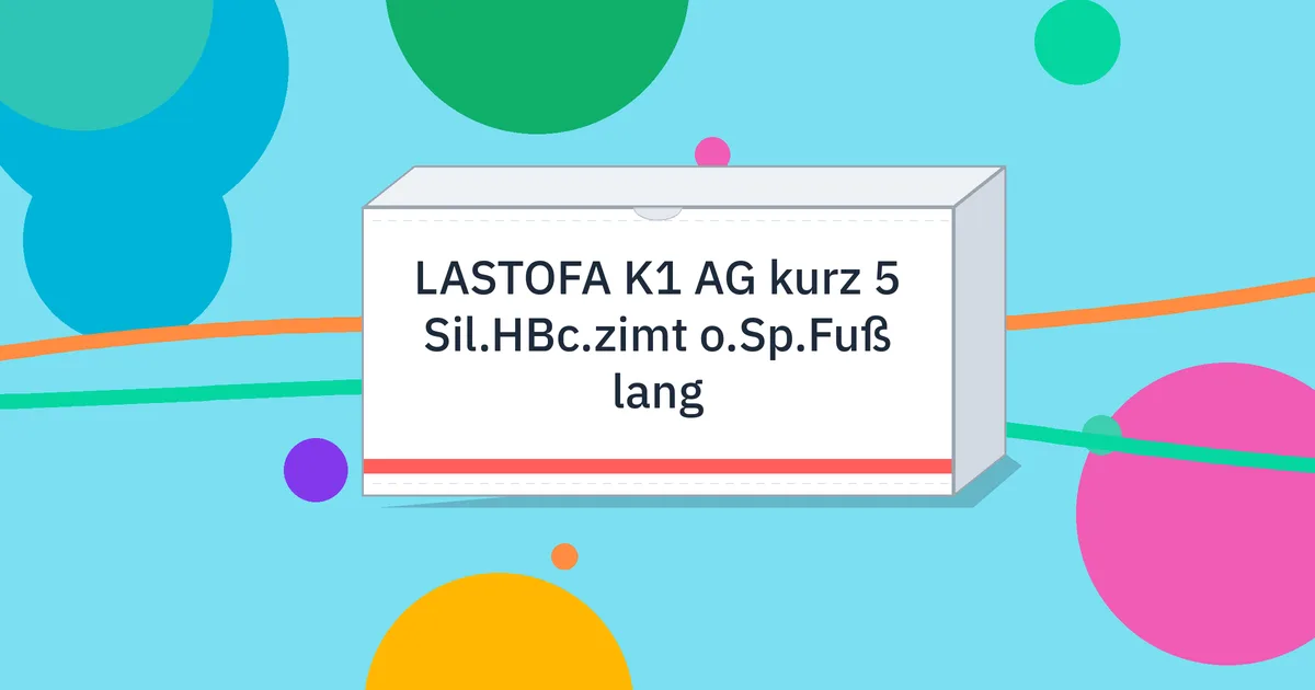 Symbolbild: Packung mit der Aufschrift LASTOFA K1 AG kurz 5 Sil.HBc.zimt o.Sp.Fuß lang (PZN 14148723) – Verfügbarkeit und Bezug in Apotheken in Frankfurt am Main