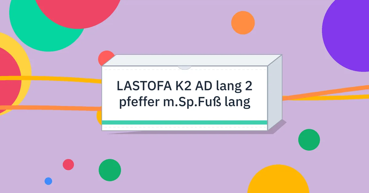 Symbolbild: Packung mit der Aufschrift LASTOFA K2 AD lang 2 pfeffer m.Sp.Fuß lang (PZN 13800038) – Verfügbarkeit und Bezug in Apotheken in Frankfurt am Main