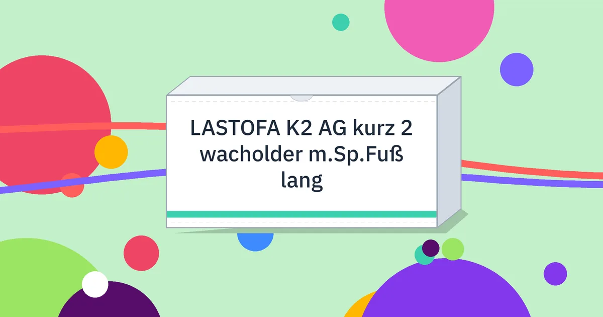 Symbolbild: Packung mit der Aufschrift LASTOFA K2 AG kurz 2 wacholder m.Sp.Fuß lang (PZN 13803249) – Verfügbarkeit und Bezug in Apotheken in Frankfurt am Main
