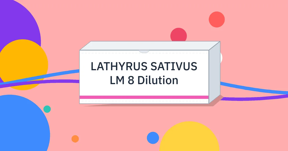 Symbolbild: Packung mit der Aufschrift LATHYRUS SATIVUS LM 8 Dilution (PZN 13523521) – Verfügbarkeit und Bezug in Apotheken in Frankfurt am Main