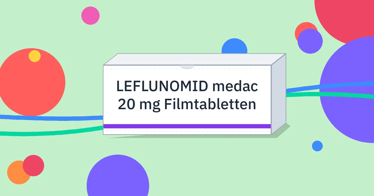 Symbolbild: Packung mit der Aufschrift LEFLUNOMID medac 20 mg Filmtabletten (PZN 06498544) – Verfügbarkeit und Bezug in Apotheken in Frankfurt am Main