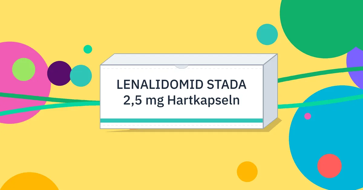 Symbolbild: Packung mit der Aufschrift LENALIDOMID STADA 2,5 mg Hartkapseln (PZN 17168146) – Verfügbarkeit und Bezug in Apotheken in Frankfurt am Main