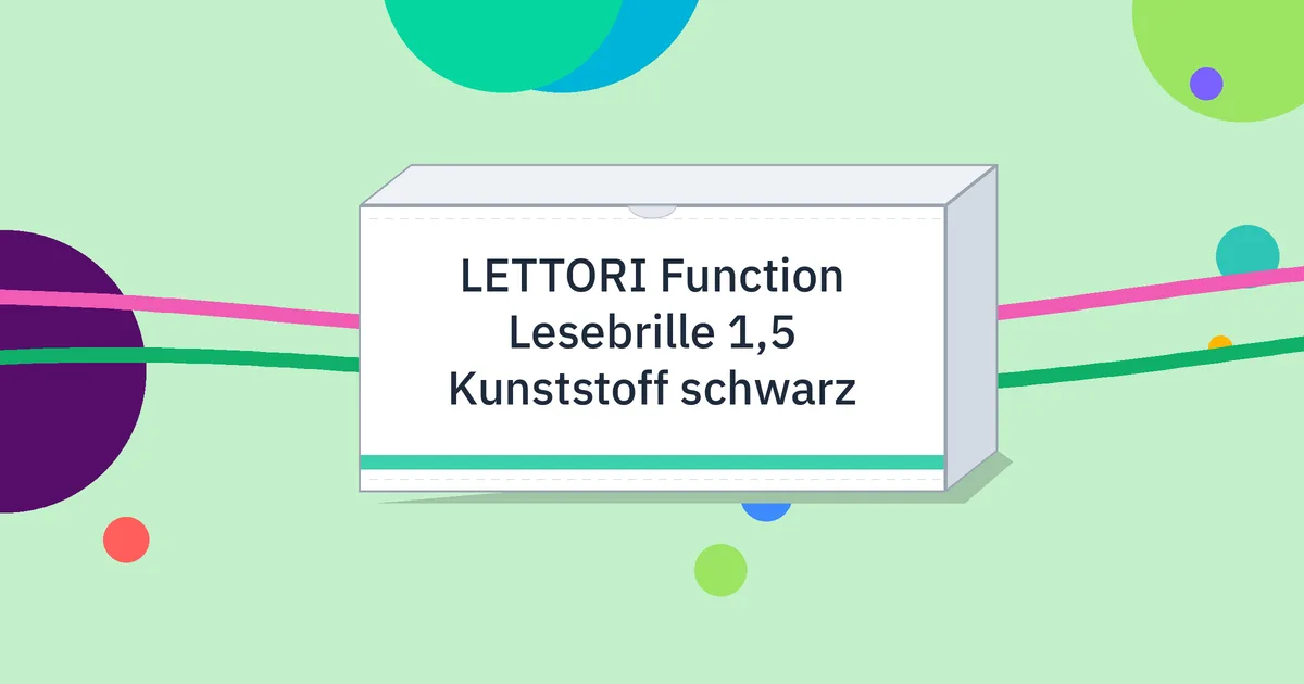 Symbolbild: Packung mit der Aufschrift LETTORI Function Lesebrille 1,5 Kunststoff schwarz (PZN 11056771) – Verfügbarkeit und Bezug in Apotheken in Frankfurt am Main