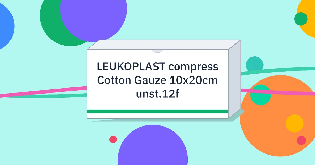 Symbolbild: Packung mit der Aufschrift LEUKOPLAST compress Cotton Gauze 10x20cm unst.12f (PZN 17207780) – Verfügbarkeit und Bezug in Apotheken in Frankfurt am Main