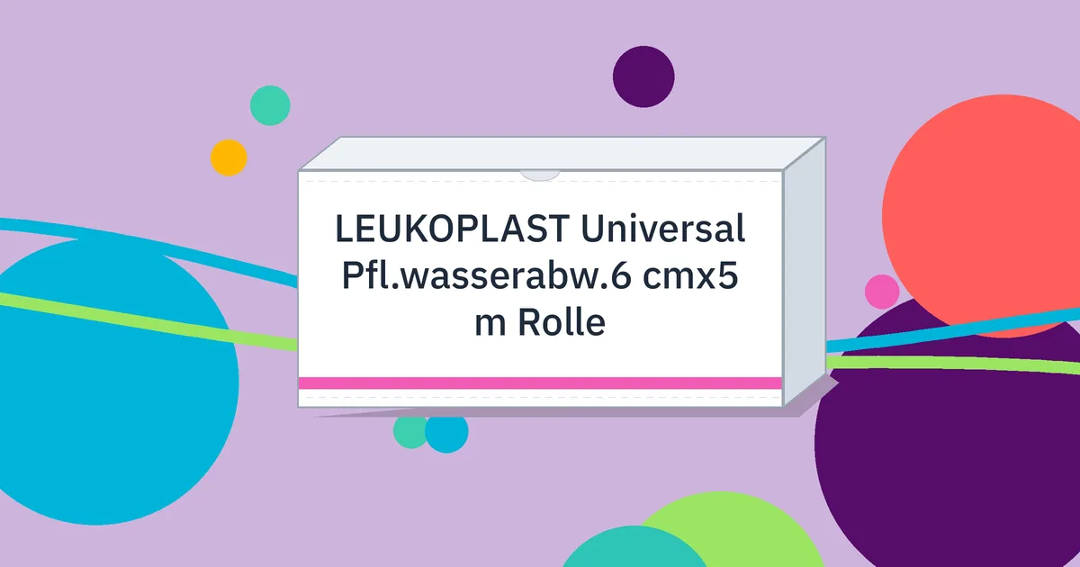Symbolbild: Packung mit der Aufschrift LEUKOPLAST Universal Pfl.wasserabw.6 cmx5 m Rolle (PZN 14062051) – Verfügbarkeit und Bezug in Apotheken in Frankfurt am Main