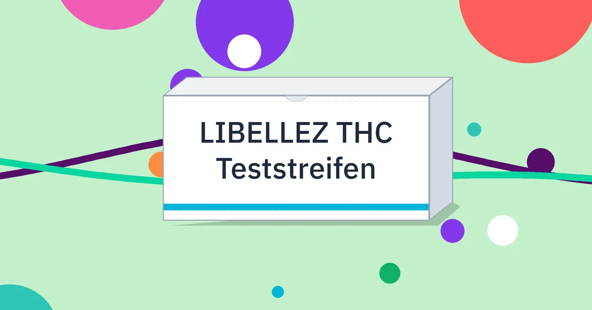 Symbolbild: Packung mit der Aufschrift LIBELLEZ THC Teststreifen (PZN 19067774) – Verfügbarkeit und Bezug in Apotheken in Frankfurt am Main