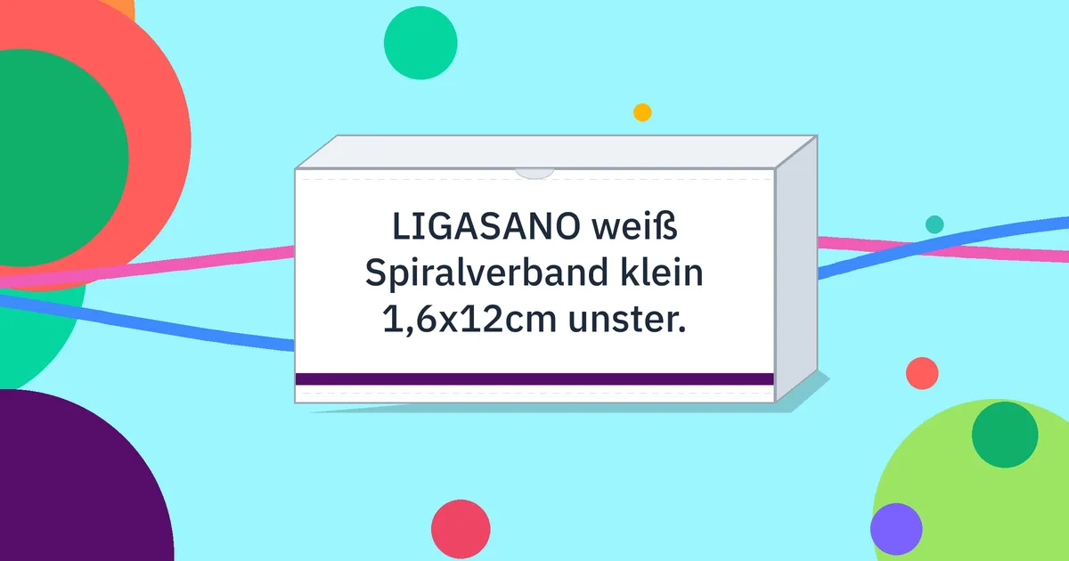 Symbolbild: Packung mit der Aufschrift LIGASANO weiß Spiralverband klein 1,6x12cm unster. (PZN 18044765) – Verfügbarkeit und Bezug in Apotheken in Frankfurt am Main