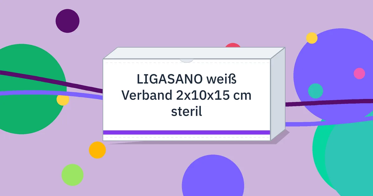 Symbolbild: Packung mit der Aufschrift LIGASANO weiß Verband 2x10x15 cm steril (PZN 20171985) – Verfügbarkeit und Bezug in Apotheken in Frankfurt am Main