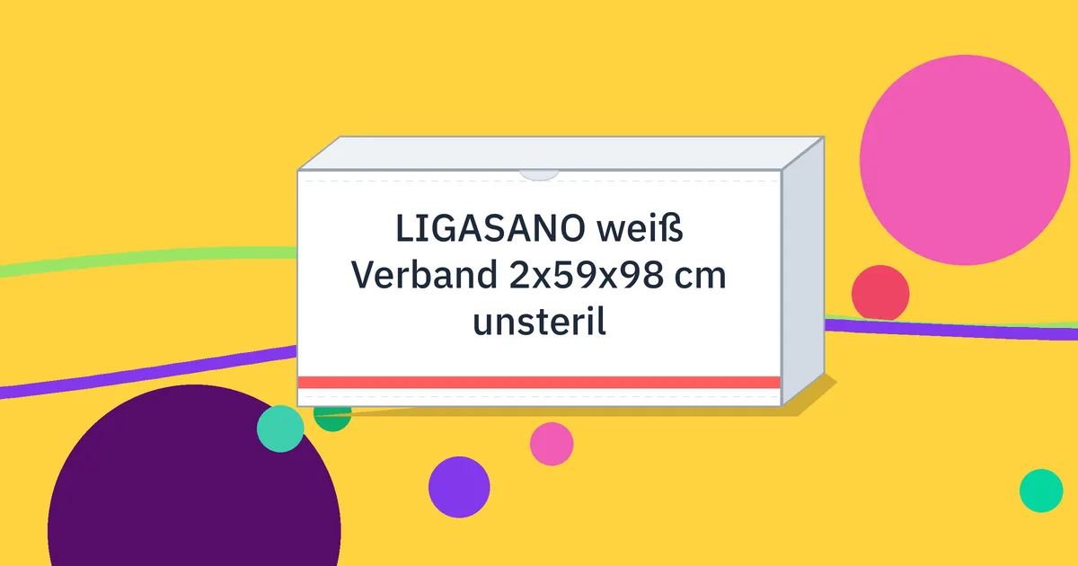 Symbolbild: Packung mit der Aufschrift LIGASANO weiß Verband 2x59x98 cm unsteril (PZN 17250770) – Verfügbarkeit und Bezug in Apotheken in Frankfurt am Main