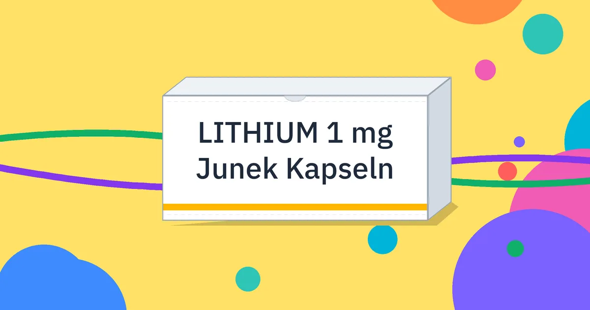 Symbolbild: Packung mit der Aufschrift LITHIUM 1 mg Junek Kapseln (PZN 19540839) – Verfügbarkeit und Bezug in Apotheken in Frankfurt am Main