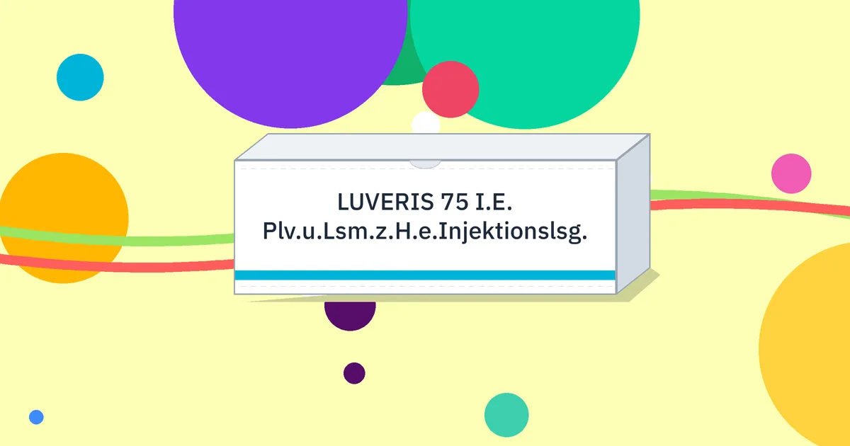 Symbolbild: Packung mit der Aufschrift LUVERIS 75 I.E. Plv.u.Lsm.z.H.e.Injektionslsg. (PZN 17483095) – Verfügbarkeit und Bezug in Apotheken in Frankfurt am Main