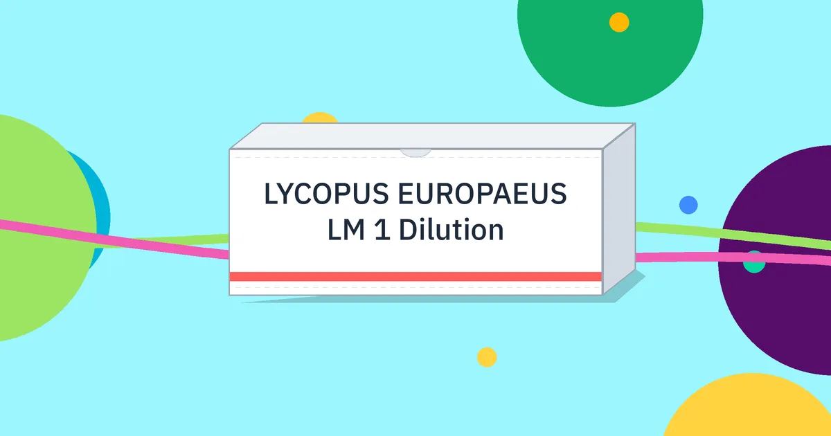 Symbolbild: Packung mit der Aufschrift LYCOPUS EUROPAEUS LM 1 Dilution (PZN 13537894) – Verfügbarkeit und Bezug in Apotheken in Frankfurt am Main