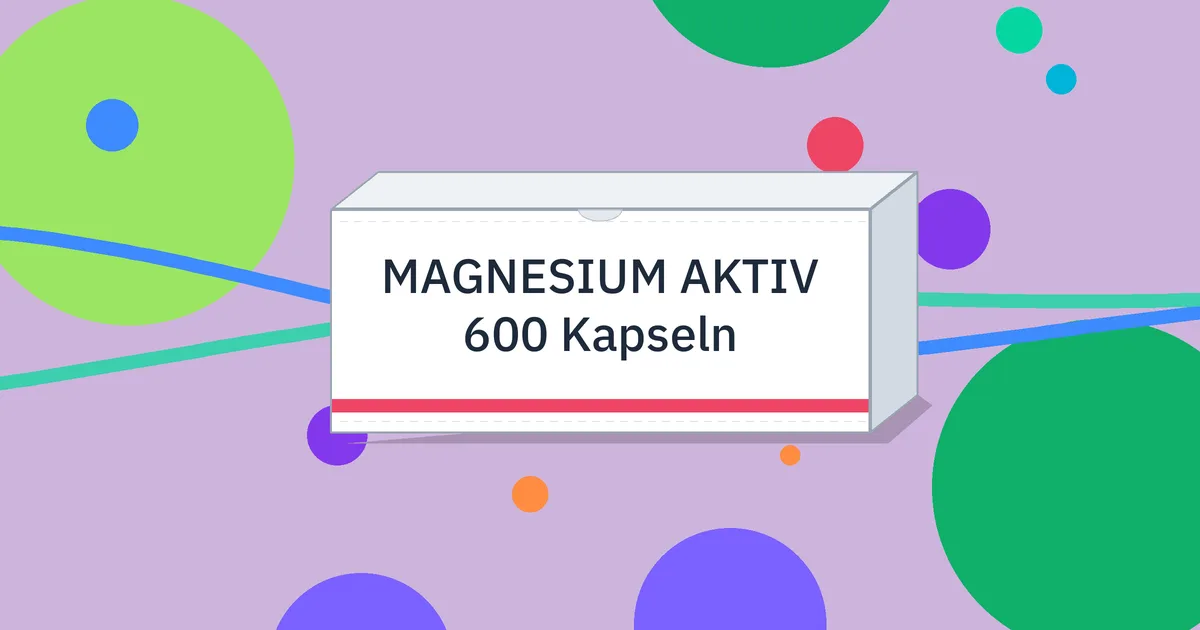 Symbolbild: Packung mit der Aufschrift MAGNESIUM AKTIV 600 Kapseln (PZN 13233622) – Verfügbarkeit und Bezug in Apotheken in Frankfurt am Main