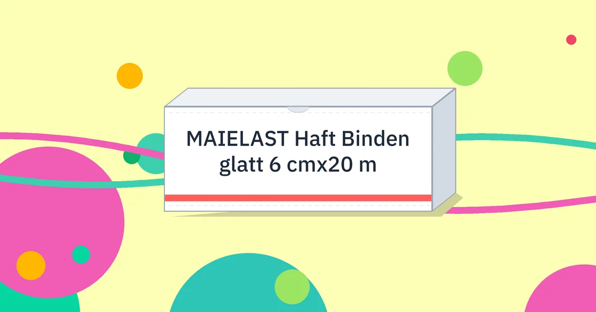 Symbolbild: Packung mit der Aufschrift MAIELAST Haft Binden glatt 6 cmx20 m (PZN 08889220) – Verfügbarkeit und Bezug in Apotheken in Frankfurt am Main