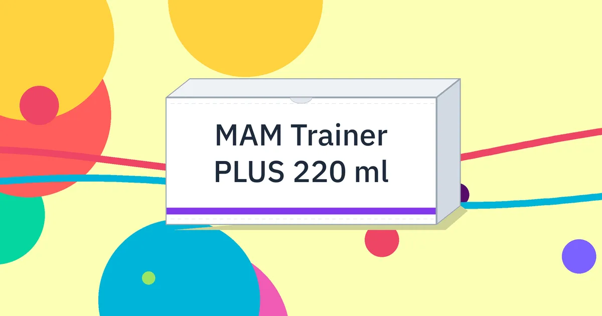 Symbolbild: Packung mit der Aufschrift MAM Trainer PLUS 220 ml (PZN 10132820) – Verfügbarkeit und Bezug in Apotheken in Frankfurt am Main