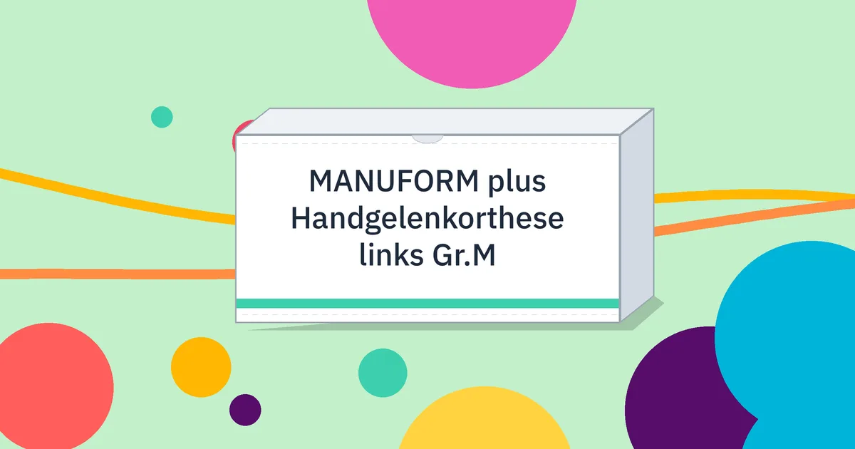 Symbolbild: Packung mit der Aufschrift MANUFORM plus Handgelenkorthese links Gr.M (PZN 15608575) – Verfügbarkeit und Bezug in Apotheken in Frankfurt am Main