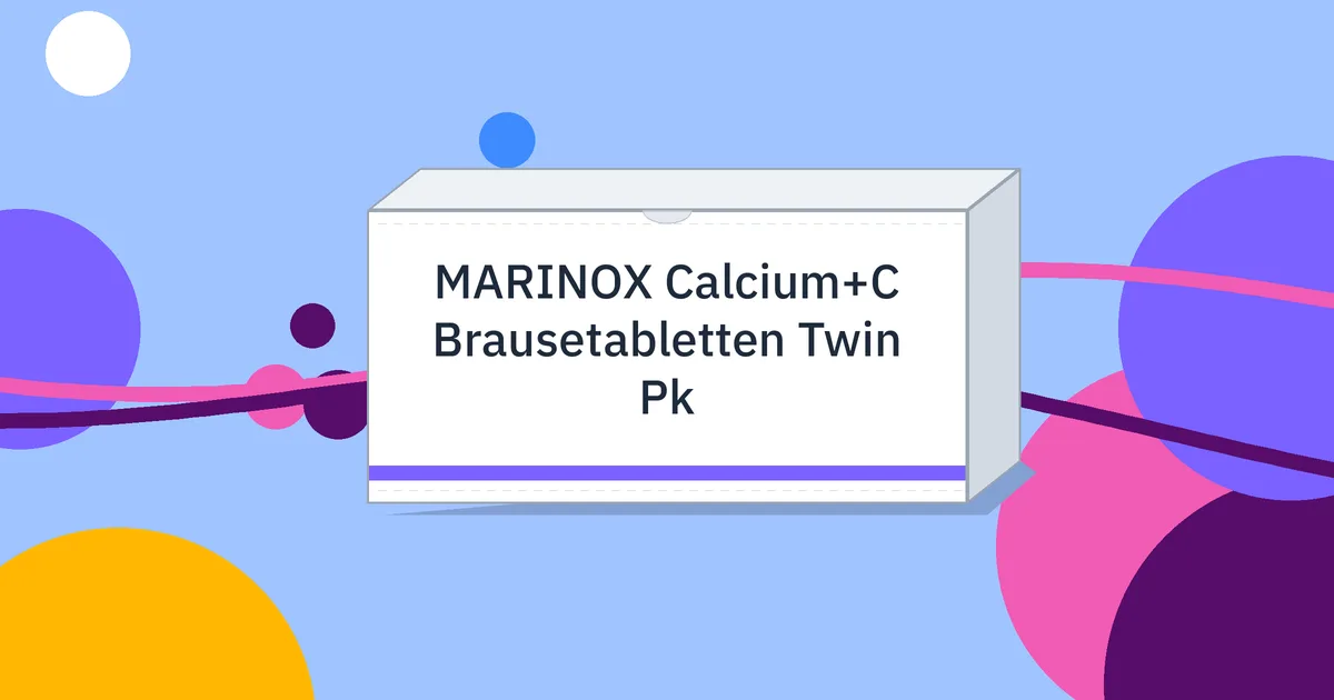 Symbolbild: Packung mit der Aufschrift MARINOX Calcium+C Brausetabletten Twin Pk (PZN 16886394) – Verfügbarkeit und Bezug in Apotheken in Frankfurt am Main
