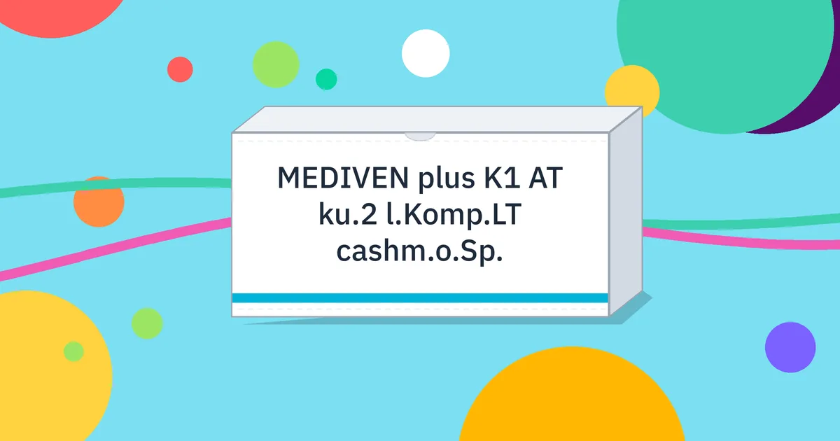 Symbolbild: Packung mit der Aufschrift MEDIVEN plus K1 AT ku.2 l.Komp.LT cashm.o.Sp. (PZN 15028978) – Verfügbarkeit und Bezug in Apotheken in Frankfurt am Main