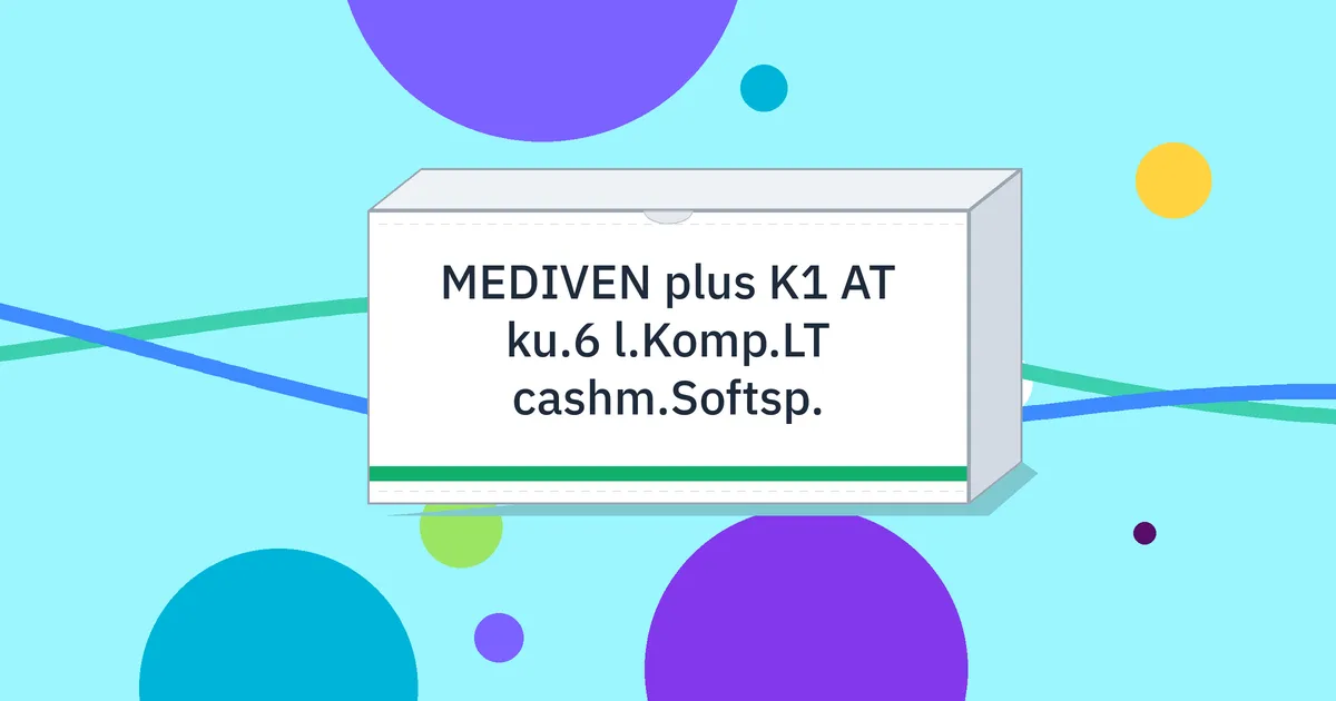 Symbolbild: Packung mit der Aufschrift MEDIVEN plus K1 AT ku.6 l.Komp.LT cashm.Softsp. (PZN 15029185) – Verfügbarkeit und Bezug in Apotheken in Frankfurt am Main