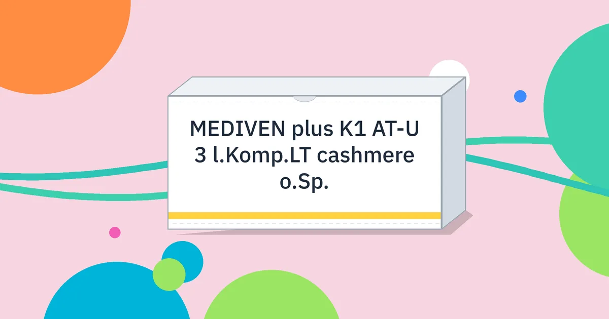 Symbolbild: Packung mit der Aufschrift MEDIVEN plus K1 AT-U 3 l.Komp.LT cashmere o.Sp. (PZN 15032945) – Verfügbarkeit und Bezug in Apotheken in Frankfurt am Main