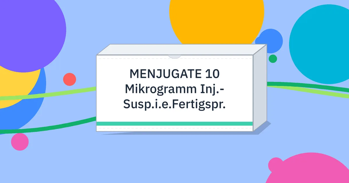 Symbolbild: Packung mit der Aufschrift MENJUGATE 10 Mikrogramm Inj.-Susp.i.e.Fertigspr. (PZN 13784954) – Verfügbarkeit und Bezug in Apotheken in Frankfurt am Main