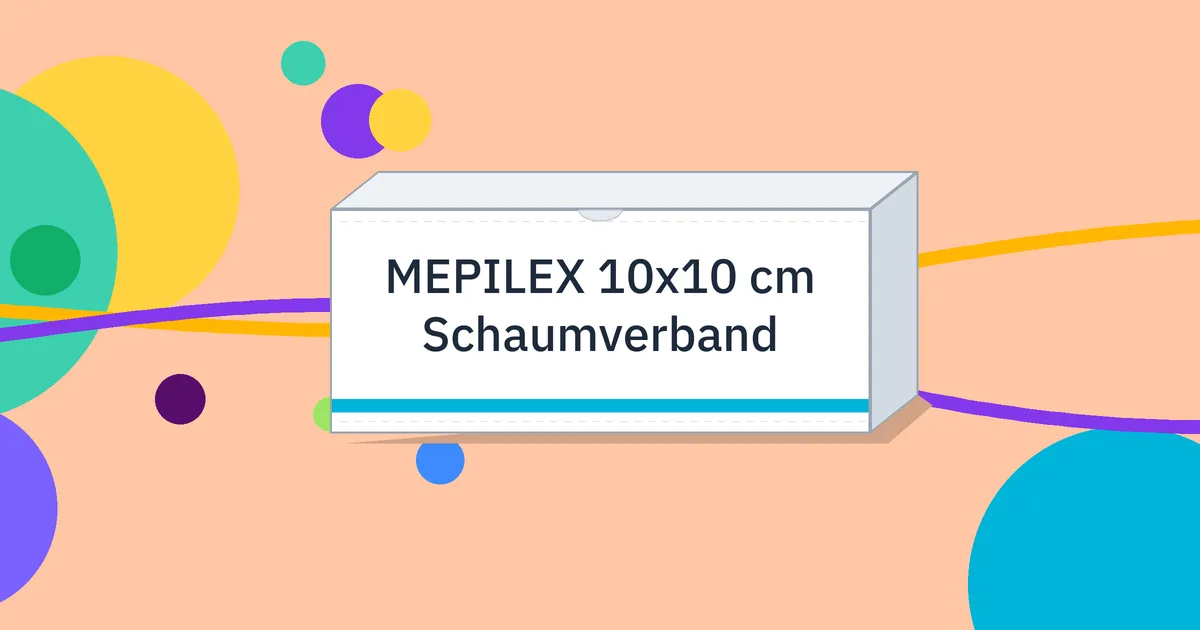 Symbolbild: Packung mit der Aufschrift MEPILEX 10x10 cm Schaumverband (PZN 11230312) – Verfügbarkeit und Bezug in Apotheken in Frankfurt am Main