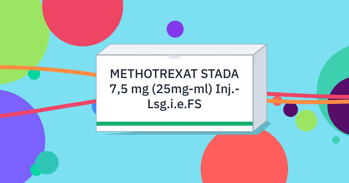 Symbolbild: Packung mit der Aufschrift METHOTREXAT STADA 7,5 mg (25mg-ml) Inj.-Lsg.i.e.FS (PZN 09651756) – Verfügbarkeit und Bezug in Apotheken in Frankfurt am Main