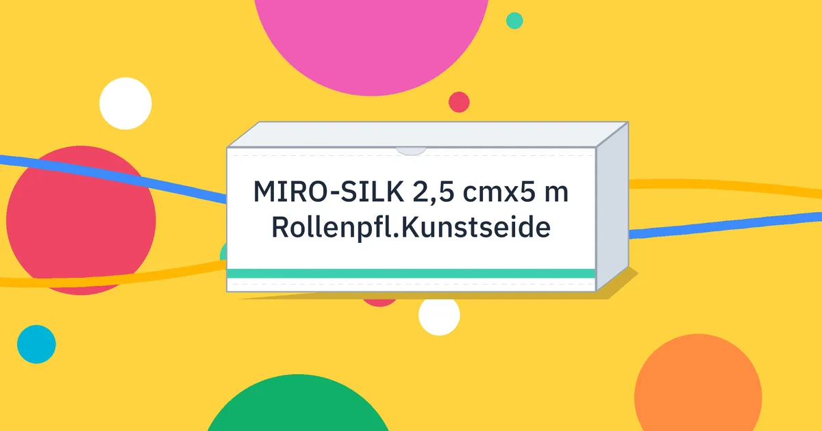 Symbolbild: Packung mit der Aufschrift MIRO-SILK 2,5 cmx5 m Rollenpfl.Kunstseide (PZN 01213100) – Verfügbarkeit und Bezug in Apotheken in Frankfurt am Main