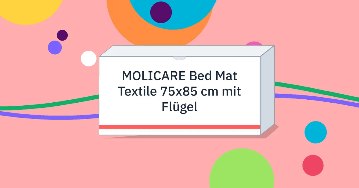 Symbolbild: Packung mit der Aufschrift MOLICARE Bed Mat Textile 75x85 cm mit Flügel (PZN 19962552) – Verfügbarkeit und Bezug in Apotheken in Frankfurt am Main