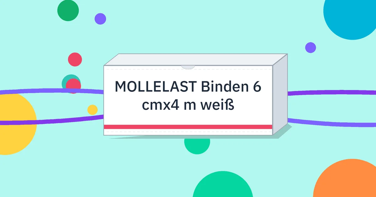 Symbolbild: Packung mit der Aufschrift MOLLELAST Binden 6 cmx4 m weiß (PZN 13753066) – Verfügbarkeit und Bezug in Apotheken in Frankfurt am Main