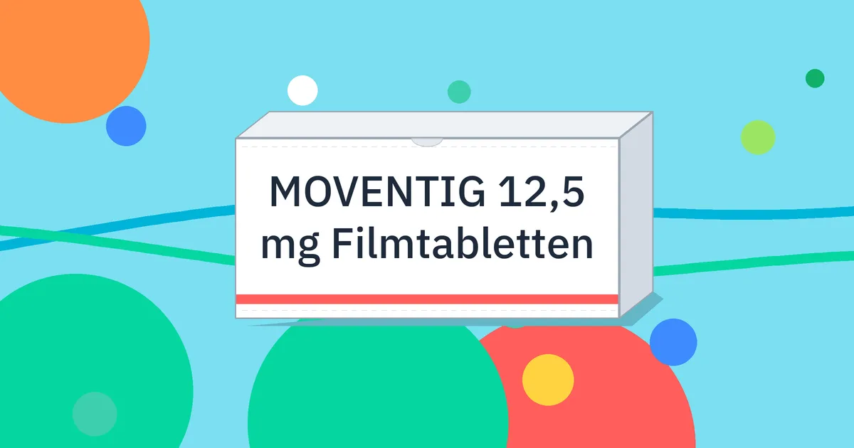 Symbolbild: Packung mit der Aufschrift MOVENTIG 12,5 mg Filmtabletten (PZN 18749112) – Verfügbarkeit und Bezug in Apotheken in Frankfurt am Main