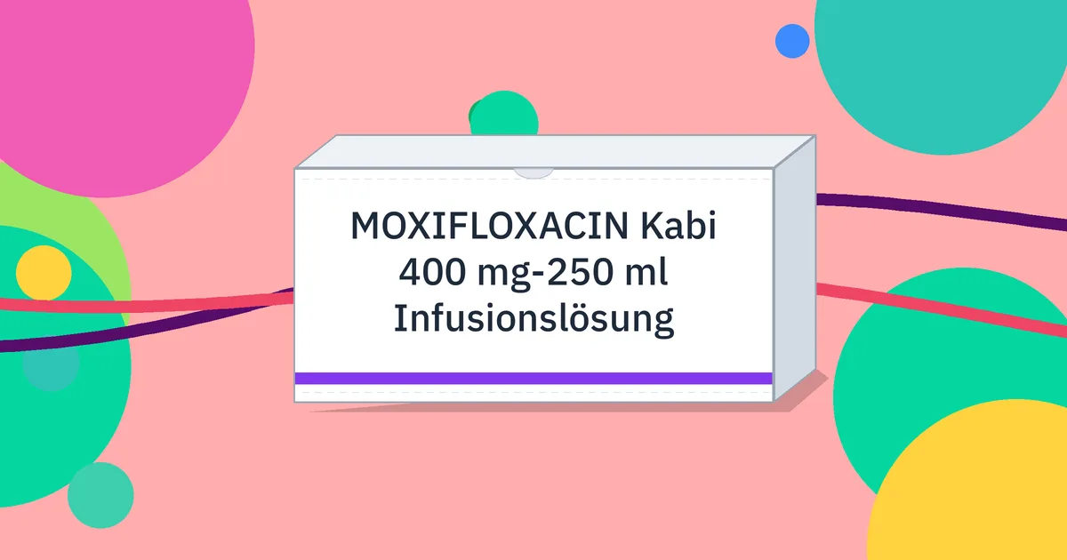 Symbolbild: Packung mit der Aufschrift MOXIFLOXACIN Kabi 400 mg-250 ml Infusionslösung (PZN 14240245) – Verfügbarkeit und Bezug in Apotheken in Frankfurt am Main
