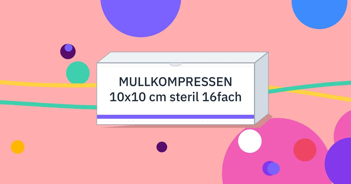 Symbolbild: Packung mit der Aufschrift MULLKOMPRESSEN 10x10 cm steril 16fach (PZN 12349009) – Verfügbarkeit und Bezug in Apotheken in Frankfurt am Main