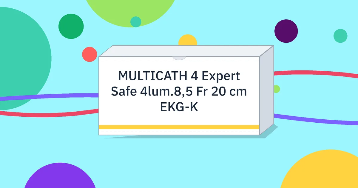 Symbolbild: Packung mit der Aufschrift MULTICATH 4 Expert Safe 4lum.8,5 Fr 20 cm EKG-K (PZN 10354615) – Verfügbarkeit und Bezug in Apotheken in Frankfurt am Main