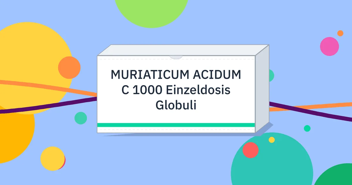 Symbolbild: Packung mit der Aufschrift MURIATICUM ACIDUM C 1000 Einzeldosis Globuli (PZN 01918295) – Verfügbarkeit und Bezug in Apotheken in Frankfurt am Main